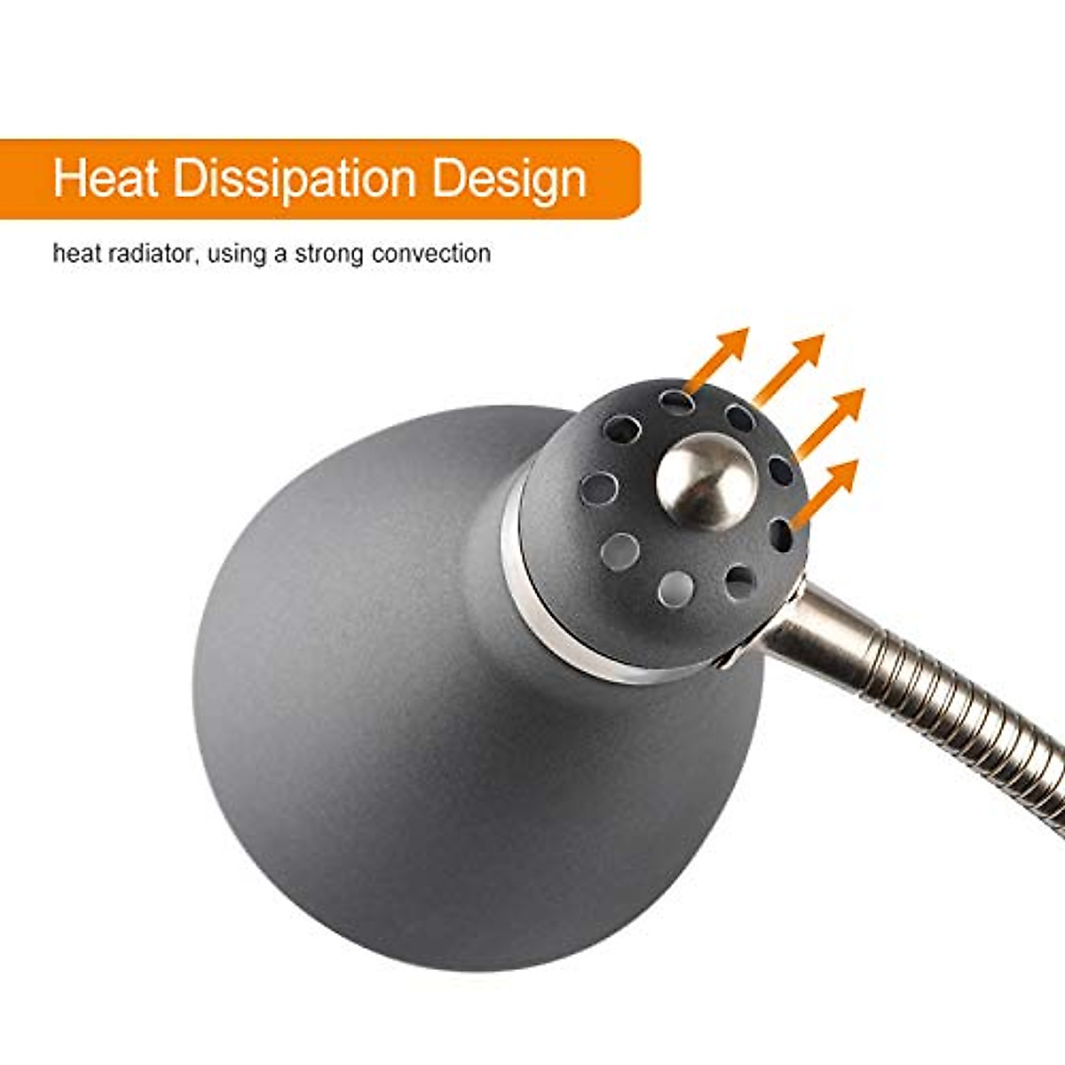 LEPOWER Metal Desk Lamp, Adjustable Goose Neck Table Lamp, Eye-Caring Study Lamps for Bedroom and Office (Sand Black)