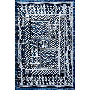 nuLOOM Joannie Contemporary Abstract Patterned Area Rug, 9x12, Blue