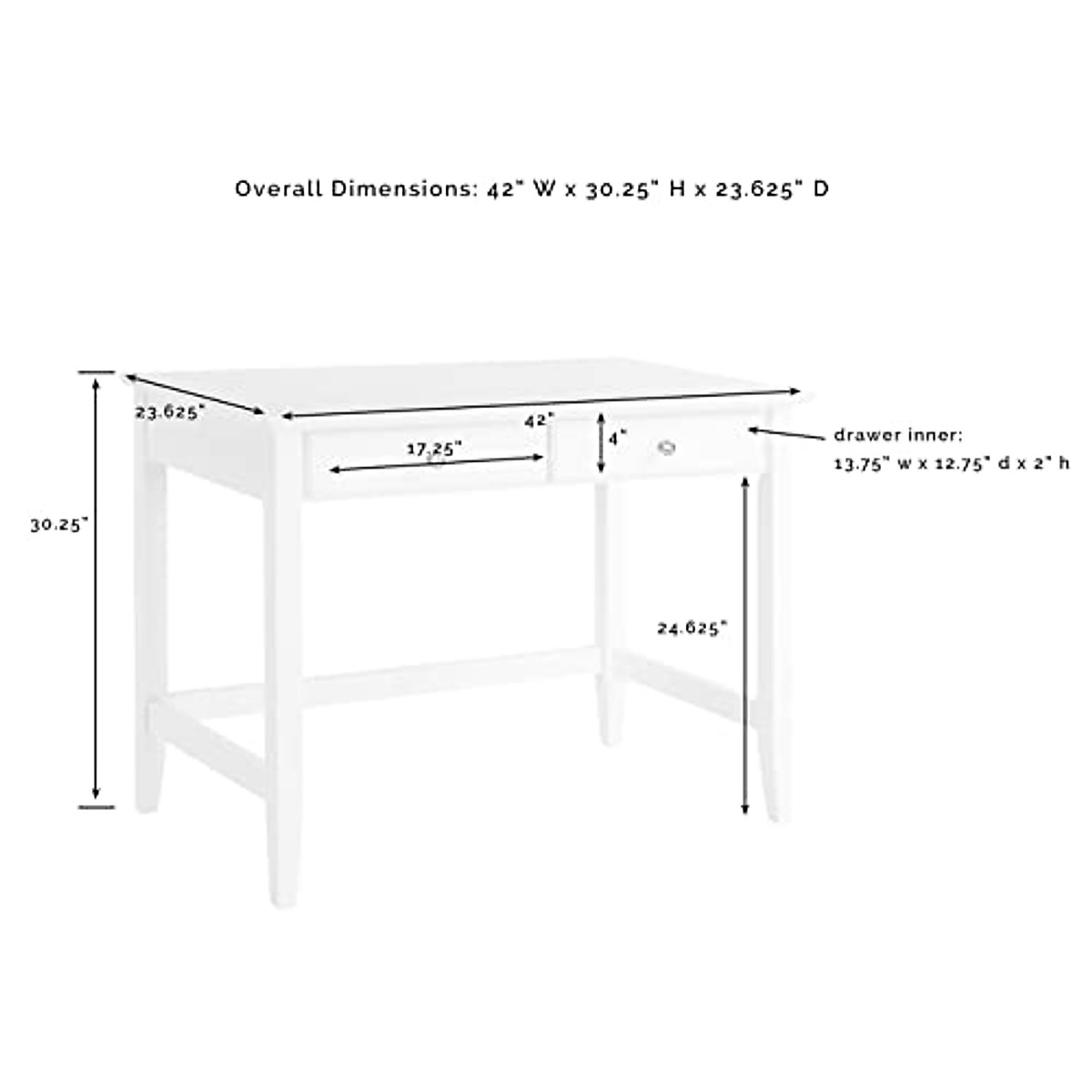 Crosley Furniture Campbell Writing Desk - White