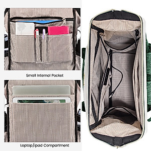 LOVEVOOK Laptop Backpack Purse for Women, Fashion Work Travel Bags, Business Computer Backpacks, Doctor Nurse Backpack with USB Port, fits 15.6-Inch Laptop, Beige-Dark Green