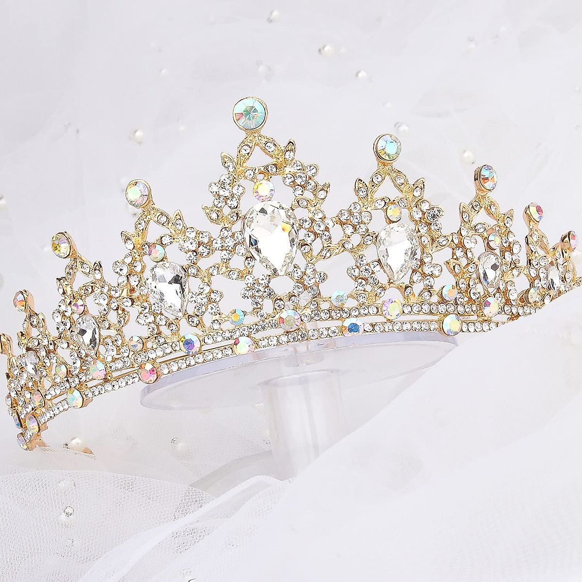 COCIDE Gold Tiaras and Crowns for Women Crystal Headband for Girl Clear Rhinestone Hair Accessories for Bride Wedding Bridal Prom Birthday Party Queen Princess Decorations Halloween Costume Cosplay