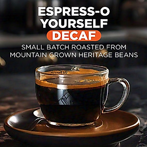 Maud's Decaf Espresso Dark Roast Coffee Pods, 18 ct | Decaffeinated Espress-O Yourself | 100% Arabica Dark Roast Coffee | Solar Energy Produced Recyclable Pods Compatible with Keurig K Cups Maker