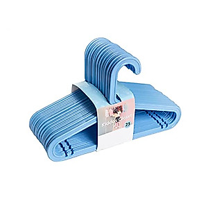 25 Pack Non-Toxic Plastic Hangers Kiddo's Closet Children Everyday's Hangers | Toddler and Teen Hangers in Blue and Pink Color | Non-Slip Plastic Slim Hangers | Toddler Hangers to Hang Their Stuff