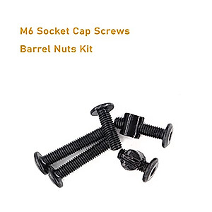 binifiMux 50pcs M6 x 15mm/ 20mm/ 25mm/ 30mm/ 35mm Black Hex Socket Cap Bolts Barrel Nuts Assortment Kit for Crib Baby Bed Cots Furniture