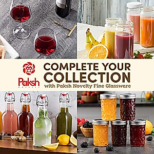 Paksh Novelty Whiskey Decanter Set - 7-Piece Italian Crafted Glass Decanter & Whiskey Glasses Set - Holiday Whiskey Gifts for Men and Women w/ Ornate Stopper and 6 Cocktail Glasses, Red