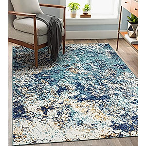 Persian Rugs 6490 Blue 8 x 11 Abstract Modern Area Rug