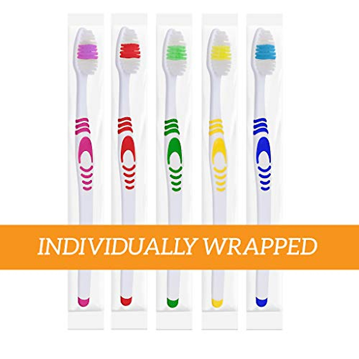 Lingito 50 Bulk Travel Toothbrushes, Individually Wrapped Portable, Manual Disposable Travel Toothbrush Set Adult Children, Multi Color Travel Toothbrush Kit (Medium Bristle)