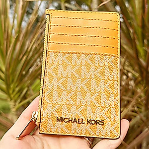 Michael Kors Jet Set Travel Medium Top Zip Card Case Wallet Honeycomb Coin Pouch