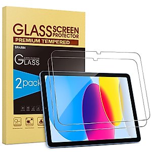 SPARIN Screen Protector Compatible with iPad 10th Generation 10.9 inch (2022 Models), 2 Pack 9H Hardness Tempered Glass for iPad 10 with Case Friendly, Anti-Scratch, Touch Sensitive