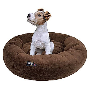 Bessie and Barnie Snuggle Dog Bed - Extra Plush Fabric Dog Bean Bag Bed - Reversible Circle Dog Bed - Machine Washable Donut Dog Bed - Calming Dog Bed - Multiple Sizes & Colors Available