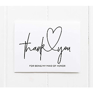Thank You For Being My Maid of Honor Wedding Day Card, From Bride, Bridal Party Gift Idea