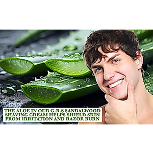 G.B.S Sandalwood Shaving Cream for Sensitive Skin, Hydrates, Nourishes for Close Smooth Shave, Protects Skin from Cuts, Bumps, Redness and Irritation Pack of 1