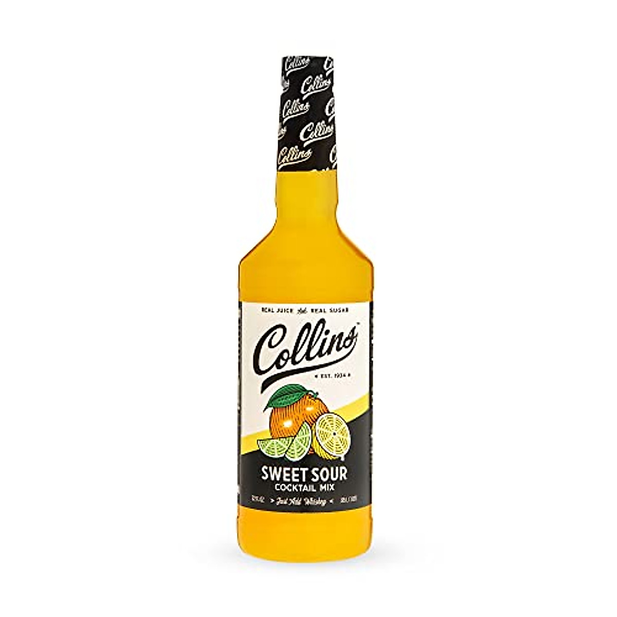 Collins Sweet and Sour Mix Made With Real Orange and Lemon Juice Classic Cocktail Recipe Ingredient, Home Bar Accessories Cocktail Mixers 32 fl oz
