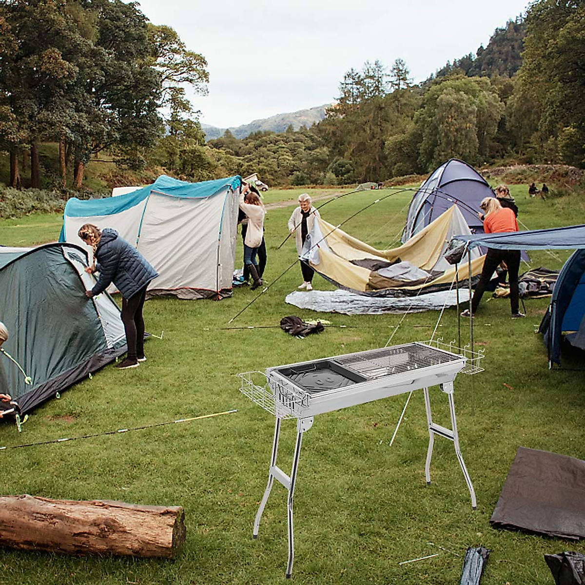 Mini Portable Stainless Steel Grill Portable Folding Charcoal Grill Outdoor BBQ for Camping, Picnics, Backyard Barbecues, Easy Setup, Storage Portable Charcoal Grill for Camping 100 x 31 x 71cm