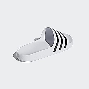 adidas unisex adult Adilette Aqua Slide Sandal, White/Core Black/White, 13 Women Men US