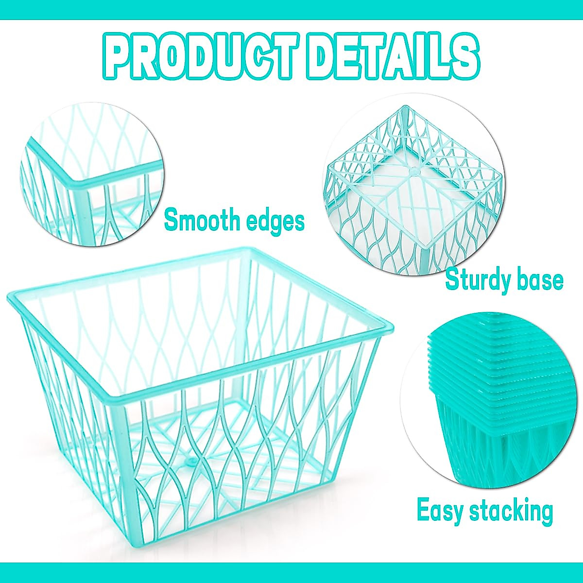 Esamploe 80 Pcs Berry Basket,Fruit Storage Containers for Fridge,Pint Sized Fruit Basket,Portable Plastic Berry Baskets,Cutout Design Berry Baskets for Fridge,Living Room,Farm and Crafts