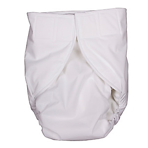 LeakMaster Adult Sized Contoured All in One Cloth Diapers - Hourglass Shaped Multi-Layered Cotton Gauze Interior with PUL Waterproof Outer Moisture Barrier - Medium (Fits 32-36 Inch Waists)