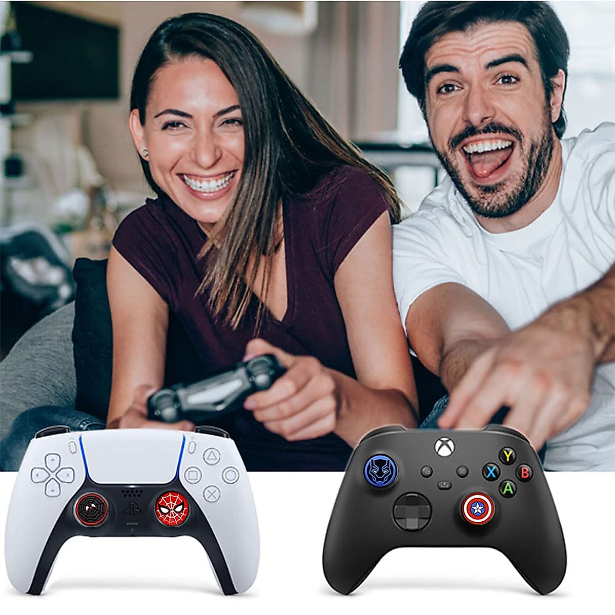 6PCS Analog Thumb Grip Cover, Dualsense Wireless Controller Game Remote Joystick Cap, Magical Non-Slip Silicone Grip Protective Cover, Suitable for PS5/PS4/Xbox one/360/NS PRO(hlg)