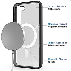 Encased Magnetic Case with Wireless Charger Included - for Samsung Galaxy S23 Plus - Compatible with MagSafe Accessories (Clear/Black)