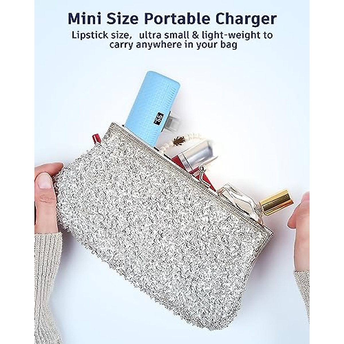 GIN FOXI Portable Charger for iPhone, Fast Charging (22W) LCD Digital Display Cute Power Bank, Portable Phone Charger Battery Pack for iPhone 14/14 Plus/13/13 Pro Max/12/11/8
