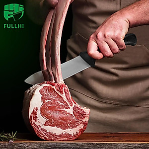 FULLHI 11PCS Butcher Knife Set with Magnetic Knife Block Holder, Non-slip butcher boning knife German Stainless Steel Chef Knife Set,Meat Processing Set for Home Kitchen,Slaughterhouse And Restaurant