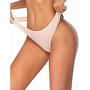 Ekouaer Womens Thongs Seamless Cotton Underwear G-String 6 Pack Invisible Panties Breathable Underpants Large Panties