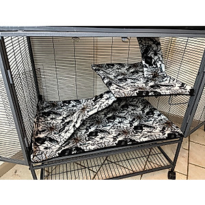 Small Animal Fleece Cage Liners"Spooky Halloween Symbols" Midwest Double Critter/Ferret Nation, Full set 7-pieces