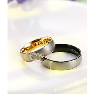 Personalized Promise Rings For Couples Matching Rings For Him And Her Custom Stainless Steel Couple Rings Set Engagement Ring 2 PCS