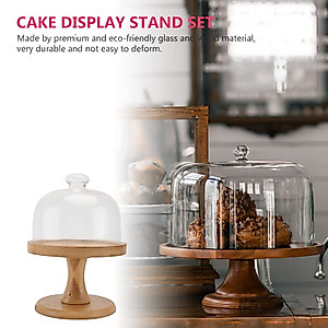 VALICLUD 1 Set Tall Cake Pan Dome Cake Pan Wooden Display Stand Round Cake Carrier Food Serving Tray Kitchen Serving Platter Dessert Dome Cover Wood Bread Plate Food Cover Plate Kit Butter