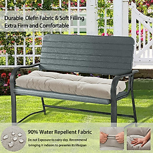 FUNHOME Outdoor Bench Cushion 45 x18 inch with Non-Slip Grips,Waterproof Porch Swing Cushion,Bench Pillow Pads,Tufted Cushions for Patio Garden Furniture,45" Seat Cushions Indoor(Linen Brown)