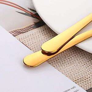 Bouillon Round Spoon 12 Pieces Stainless Steel Soup Spoons, BUY&USE 5.9-Inch Gold Color Dinenrware