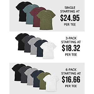 INTO THE AM Premium Men's Fitted Crew Neck Plain Essential Tees 3-Pack - Modern Fit Fresh Classic Short Sleeve T-Shirts for Men (Black/Navy/Olive Green, Medium)