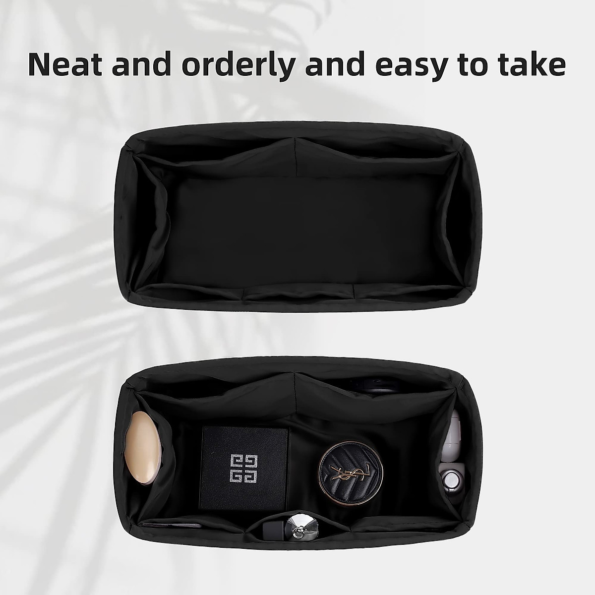 DGAZ Purse Organizer Silky Smooth,Silk,Luxury Handbag Tote in Bag Shapers, Women- Fits Birkin25/30/35/40 Bags (Black, BK35)