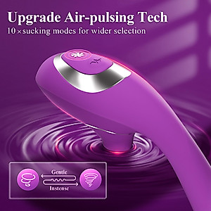 Sucking Vibrator for Women Sex Toys - 2IN1 Suction Vibrator Rose Sex Toy with 10 Air-pulsing & Vibrating Dildo Modes, Flexible Shaft Use for Clit Sucker, G Spot Vibrating Dildos Thrusting Vibrators