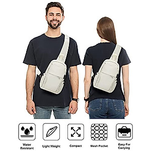 SEAFEW Tactical Backpacks Small Sling Bag Crossbody Backpack Shoulder Bag for Men Women, Multipurpose Anti-Theft Cross Body Chest Bags, One Strap Backpack for Walking Biking Travel Cycling White