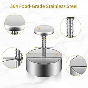 Diveken Burger Press, Stainless Steel Hamburger Patty Maker, 4.5 inch Adjustable Burger Patty Maker, Patty Making Mold for Meat, Vegetables, Beef, BBQ Barbecue Homemade Hamburger