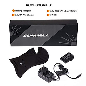 Battery Balaclava Face Ski Mask,Windproof Heated Hat Motorcycle,Riding Women Men Black