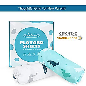 Pack and Play Sheets, Pack n Play Sheets Ultra Soft, Mini Crib Sheets 2 Pack, Pack n Play Mattresses Sheets Compatible with Graco Pack n Play, Soft and Breathable, Dinosaurs