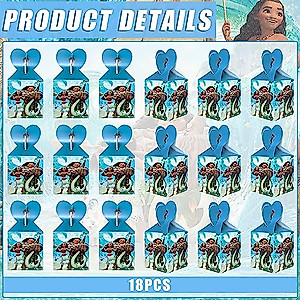 18 PCS Moana Party Favor Boxes, Moana Theme Party Candy Boxes Party Gift Boxes for Birthday Party Supplies