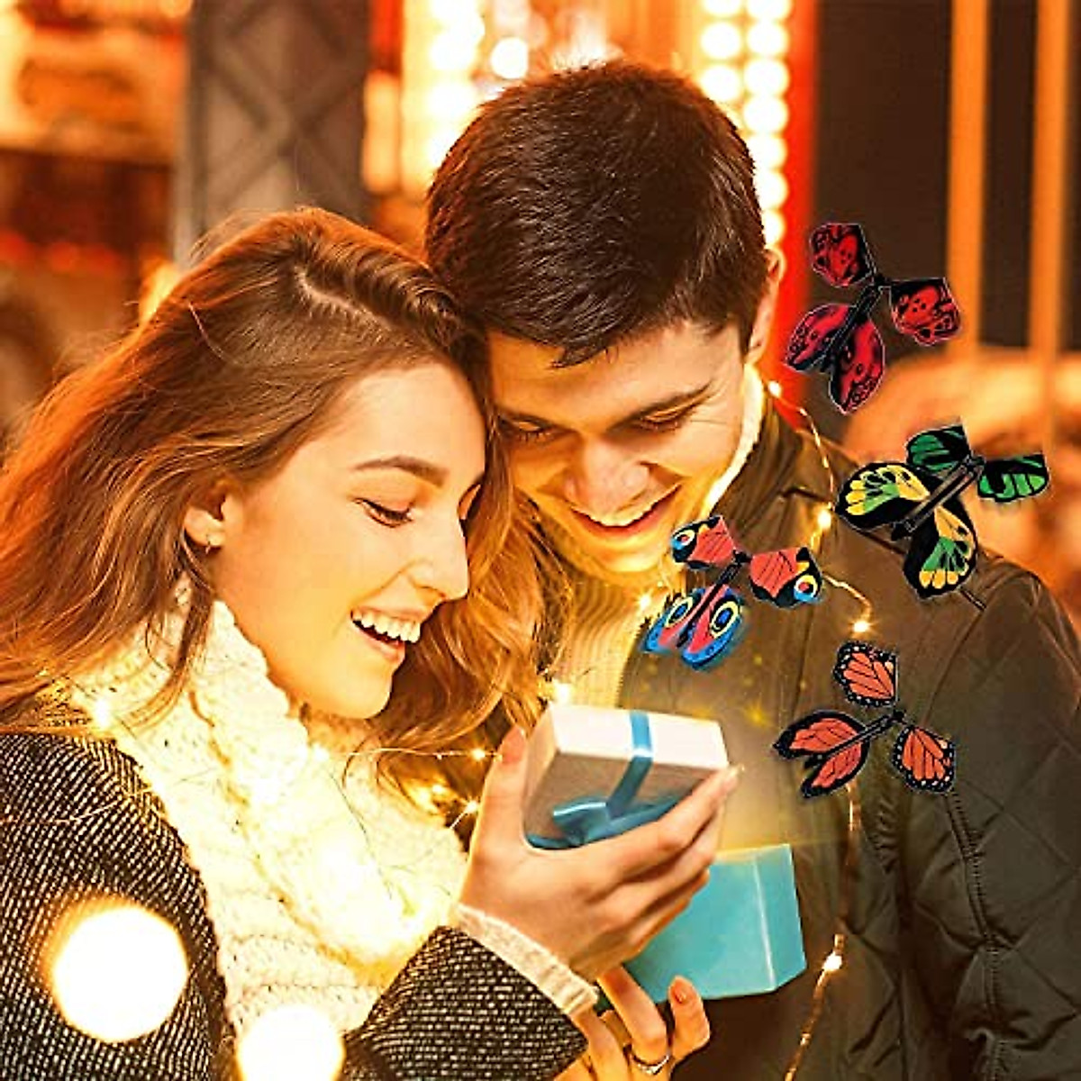 HLARTNET Magic Flying Butterfly Toy - Magic Wind Up Rubber Band Powered Flying Butterfly Surprise for Colorful Bookmark and Greeting Card Mother's Day Surprise Gift 6 Pcs