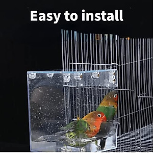 Bath Cage, Cleaning Pet Supplies Cockatiel Bird Bathtub with Water Injector for Small and Medium Birds Parrots Spacious Parakeets Portable Shower for Square Birdcage