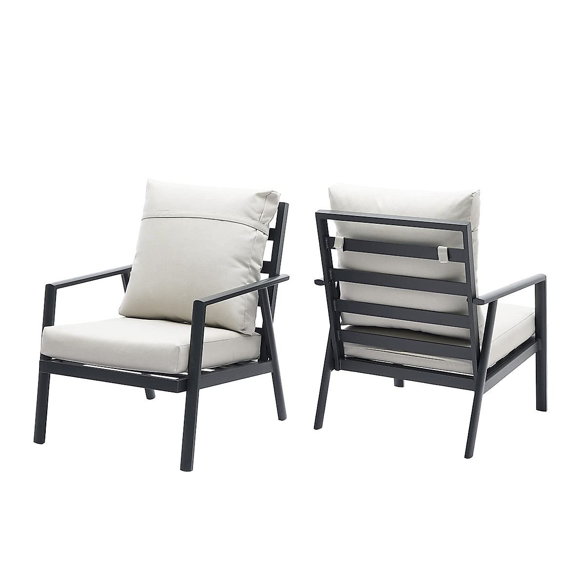 LebenLiebe 2 Pieces Patio Furniture Sets Outdoor Sectional Sofa Set High Back Outdoor Sofas Aluminum Patio Sofa Set with Beige Cushions