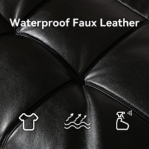 Hcore Convertible, Futon Couch Bed Memory Foam Loveseat Sofas, Dark Black