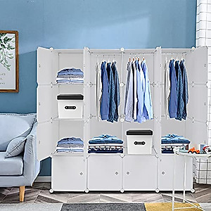 Cube Storage Organizer with Hanging Rod - Stackable Modular Closet System