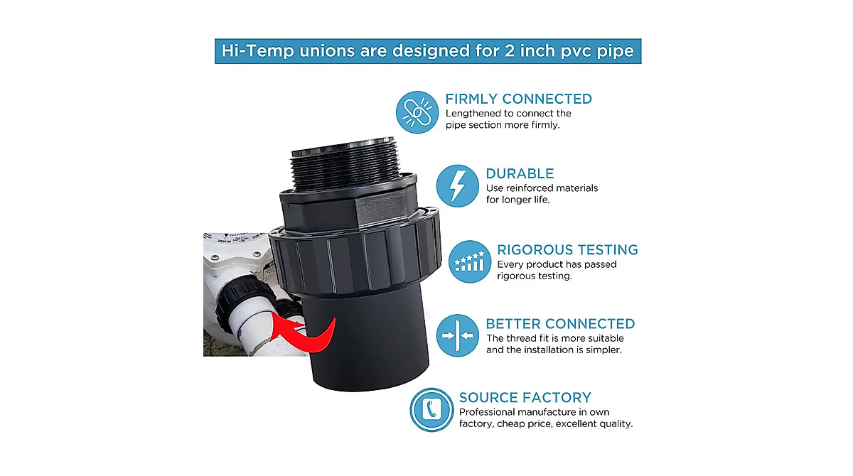 Amptyhub 2" Hi-Temp Union for Inground Pools - 2 Pack