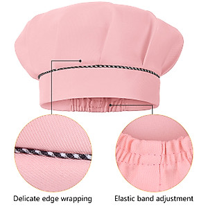 SUNLAND Kids Apron and Hat Set Children Chef Apron for Cooking Baking Painting (Pink, M)