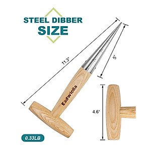 Dibber with 5 Inch Measurements Seed Dibber Garden Tool Hand Dibbler Seed Planter Tool Seed Dispenser Hole Digger for Planting Small Seeds Seedlings Sowing Seeds Transplanting Plants Planting Bulbs