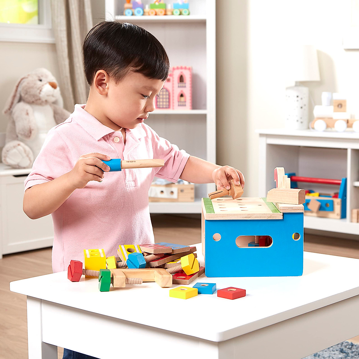 Melissa & Doug Hammer and Saw Tool Bench - Wooden Building Set (32 pcs)