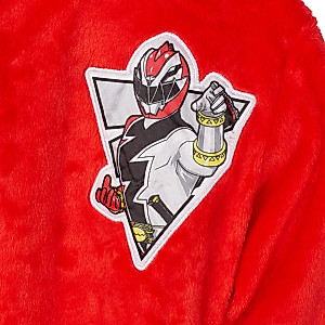 Power Rangers Little/Big Boy's Plush Fleece Robe (8, Red Ranger Dino Fury)