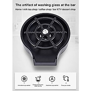 EME Cup Rinser for Sink, Stainless Steel, Bottle Cleaner Sink Attachment, Kitchen Sink Glass Rinser, Cup Washer, Automatic Glass Washer Rinser Tool, Black Glass Sink Kitchen, 5.1x5.4x3 (BM-JC01)